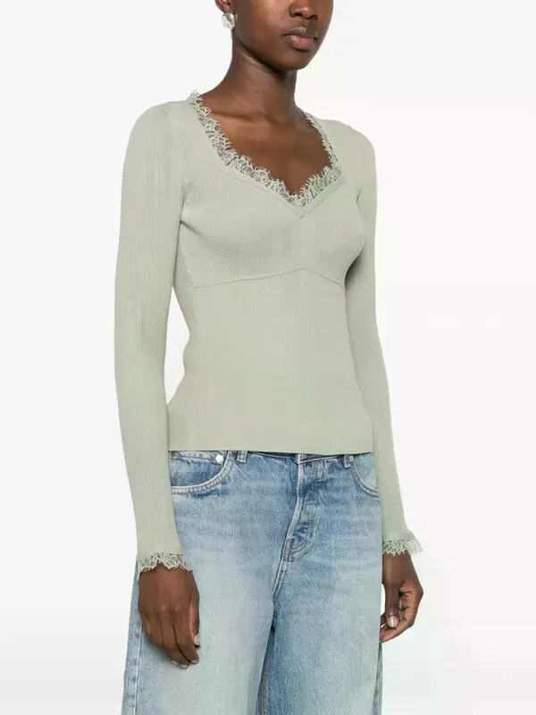 TWINSET Lace-trimmed Ribbed Jumper