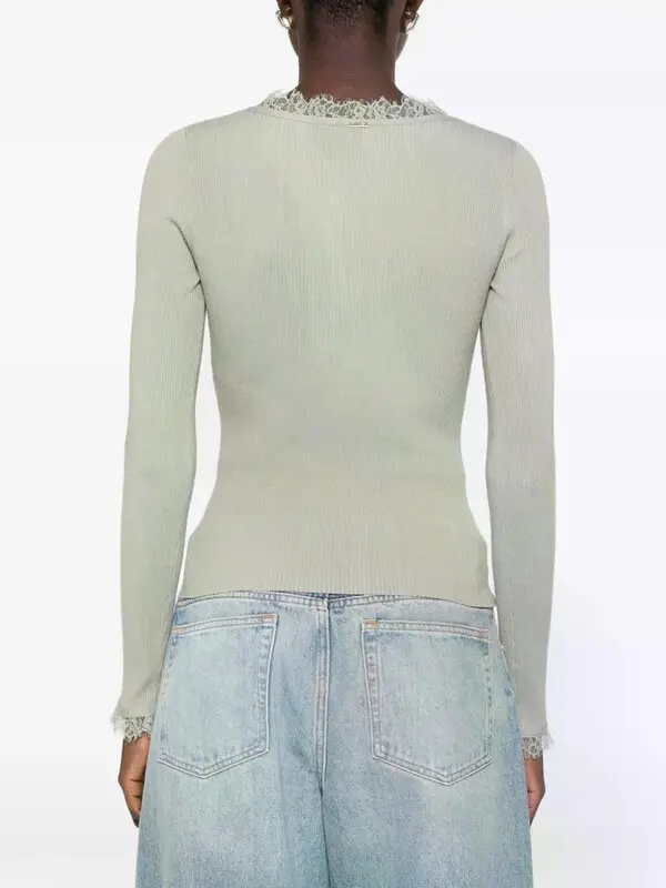 TWINSET Lace-trimmed Ribbed Jumper