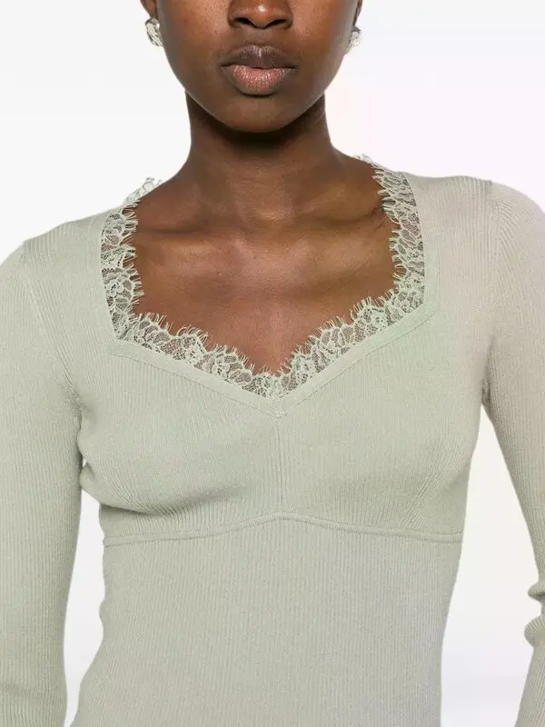 TWINSET Lace-trimmed Ribbed Jumper
