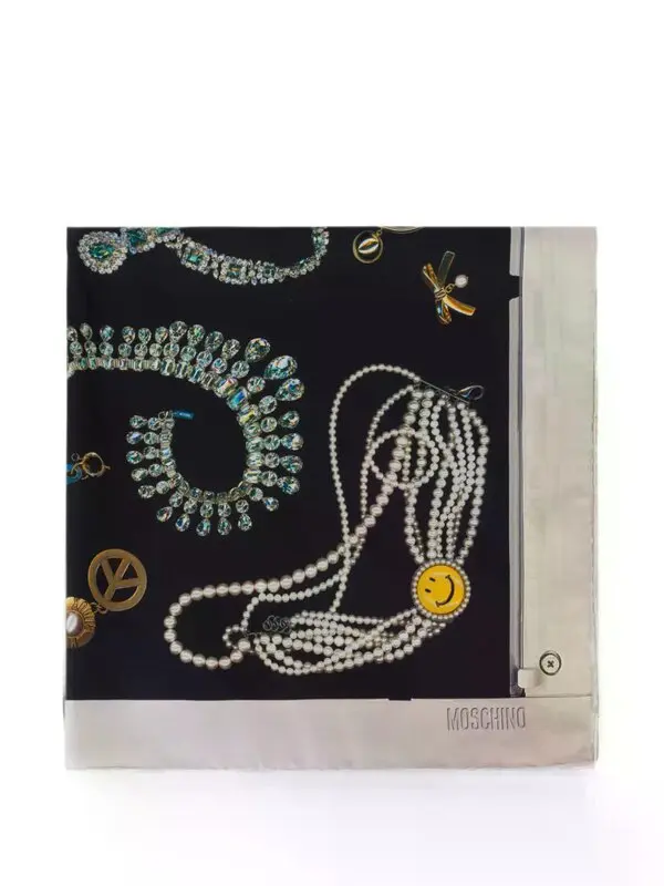 Moschino Graphic-print Silk Scarf - Black