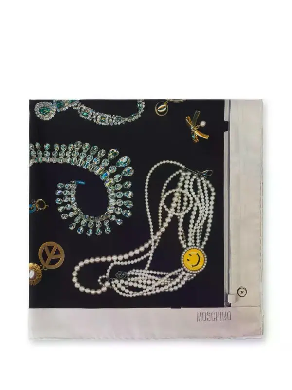 Moschino Graphic-print Silk Scarf - Black