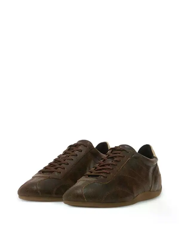 VAGABOND SHOEMAKERS Hollie Distressed-effect Lace-up Low-top Sneakers - Brown