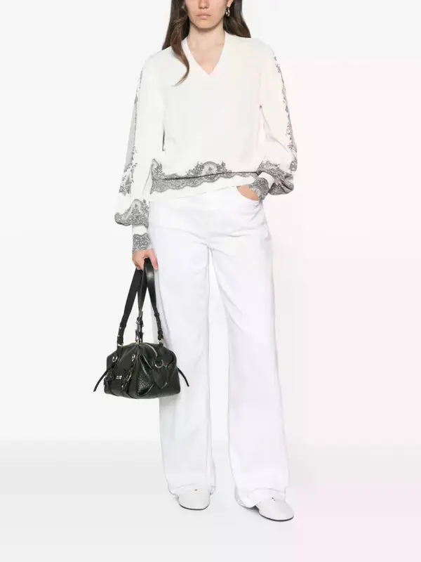 TWINSET Lace-trim Balloon-sleeve Knit - White