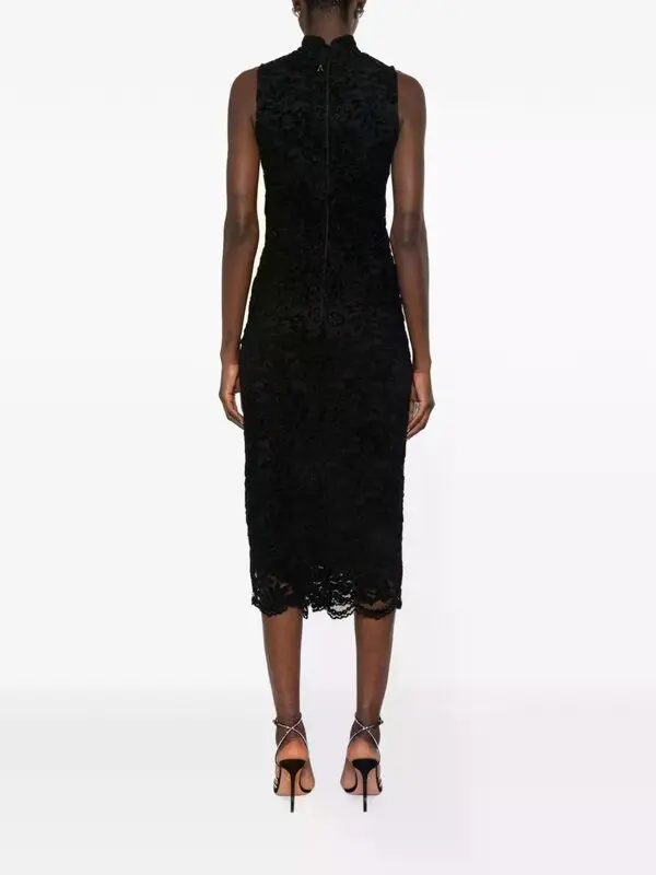TWINSET Sleeveless Floral Lace High Neck Midi Dress