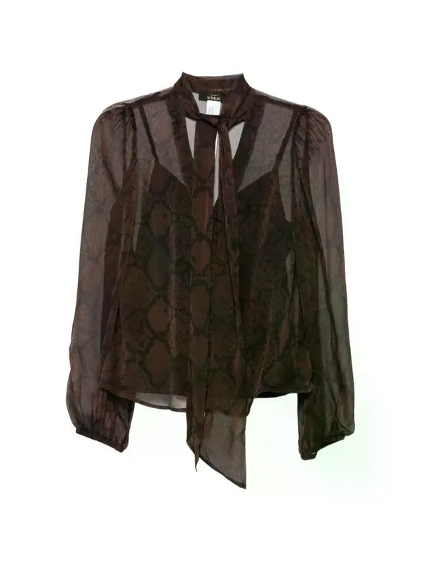 TWINSET Snake-print Pussy-bow Shirt - Brown