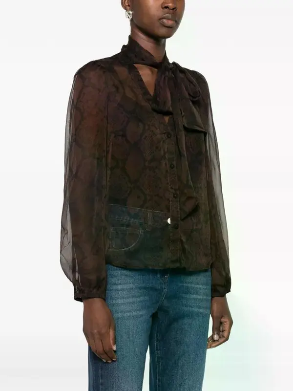 TWINSET Snake-print Pussy-bow Shirt