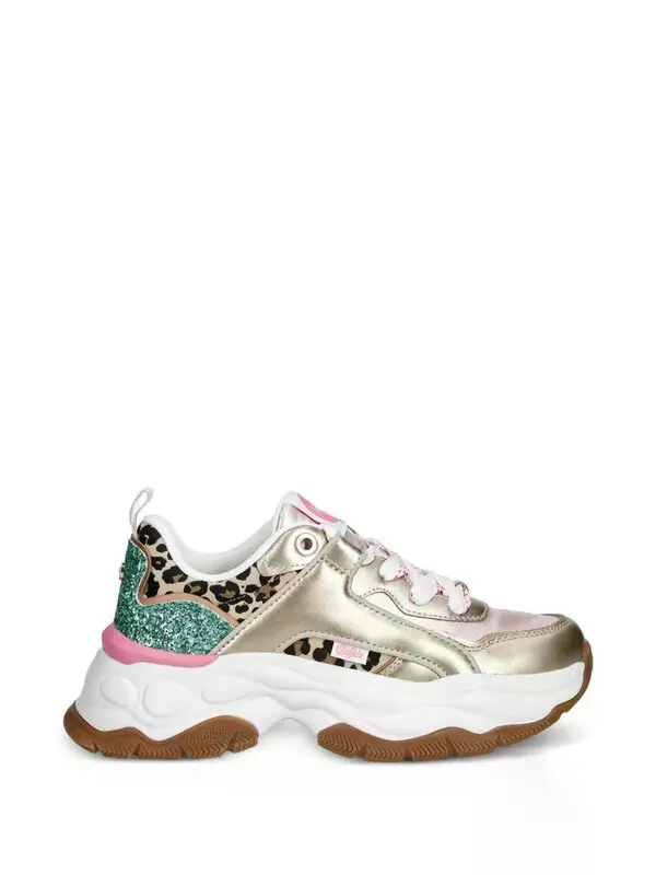 BUFFALO Jump One Leopard-print Glitter-detail Sneakers