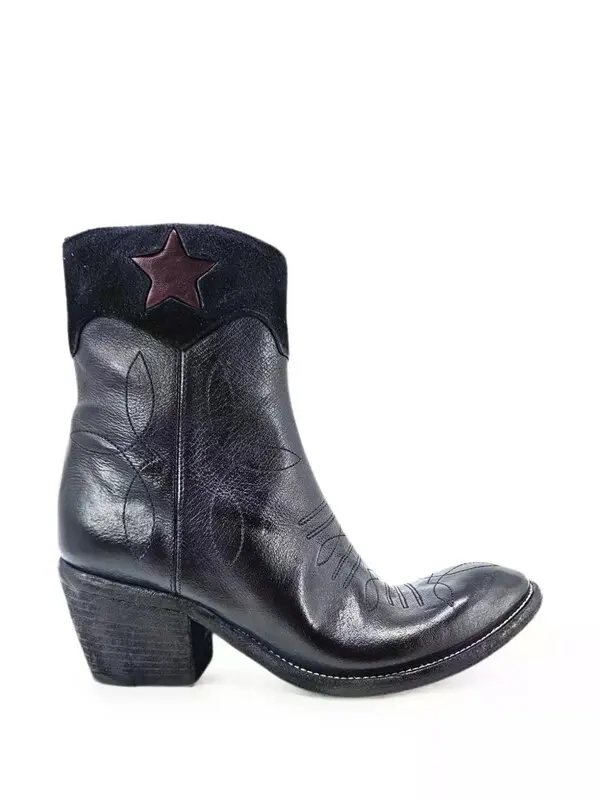 MADISON MAISON Pointy Star-patch Embroidered Ankle Boots