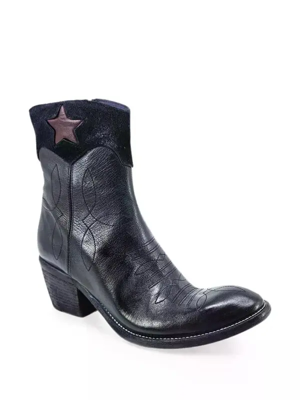 MADISON MAISON Pointy Star-patch Embroidered Ankle Boots