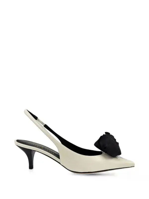 MADISON MAISON Instinya Flower-embellished Leather Slingback Pumps - Neutrals