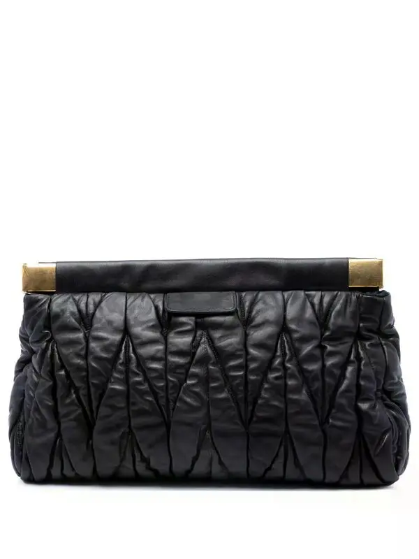Miu Miu 2010-2026 Matelasse Nappa Frame Clutch Bag - Black