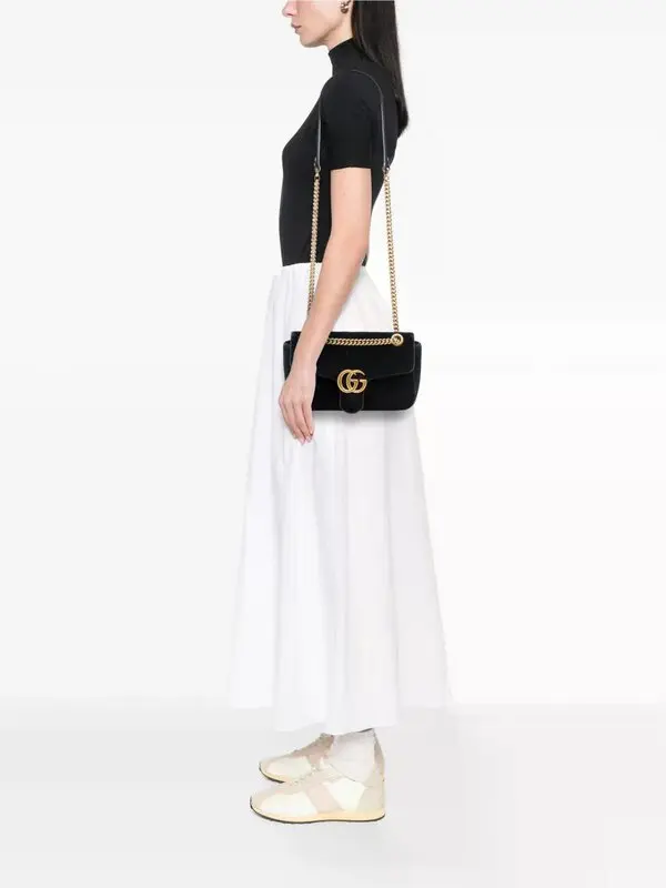 Gucci 2016-2026 Medium Gg Marmont Matelasse Velvet Shoulder Bag - Black