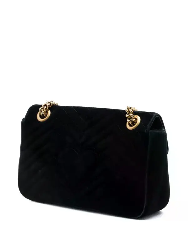 Gucci Gg Marmont Matelassé Velvet Shoulder Bag - Black