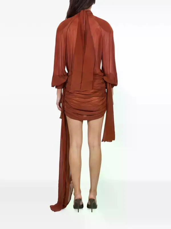 ROWEN ROSE Ruched Draped-detail Mini Dress