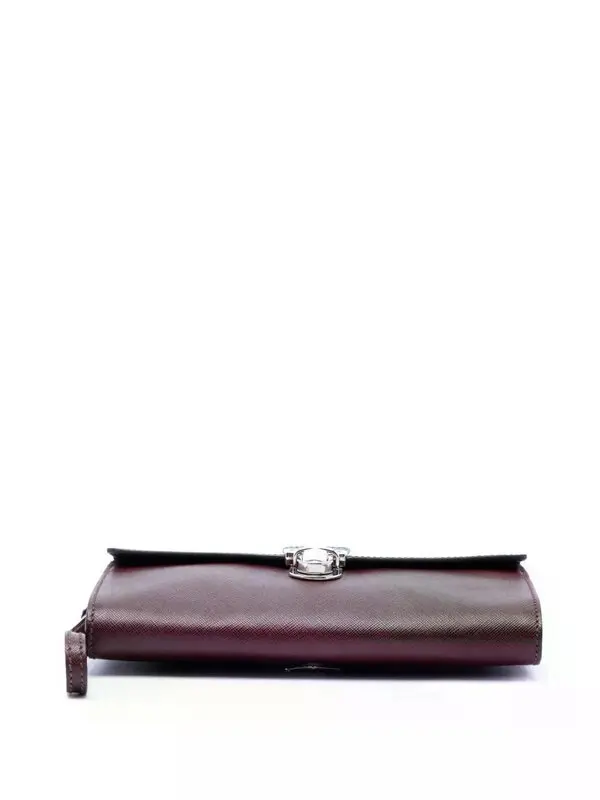 Prada 2000-2013 Bicolor Saffiano Envelope Push Lock Clutch Bag