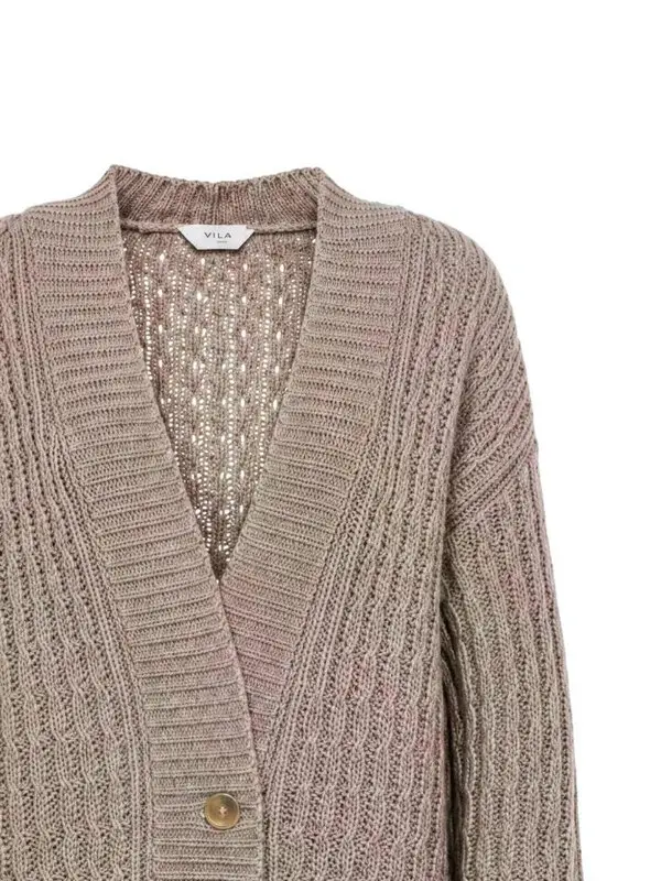 Malo Cable-knit V-neck Cardigan - Brown