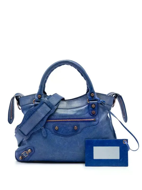 Balenciaga 2005-2026 Lambskin Motocross Giant 12 Town Satchel - Blue