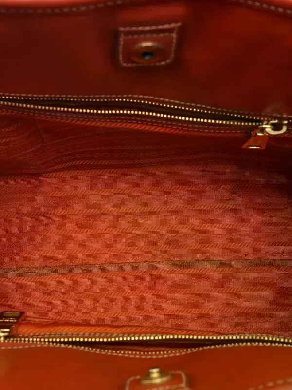 Prada 2000-2013 Saffiano Trimmed Denim Open Convertible Tote Satchel
