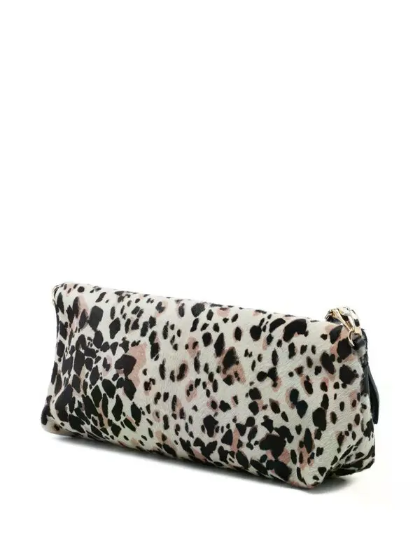 Burberry Leopard Printed Calf Hair Fold Over Clutch With Strap