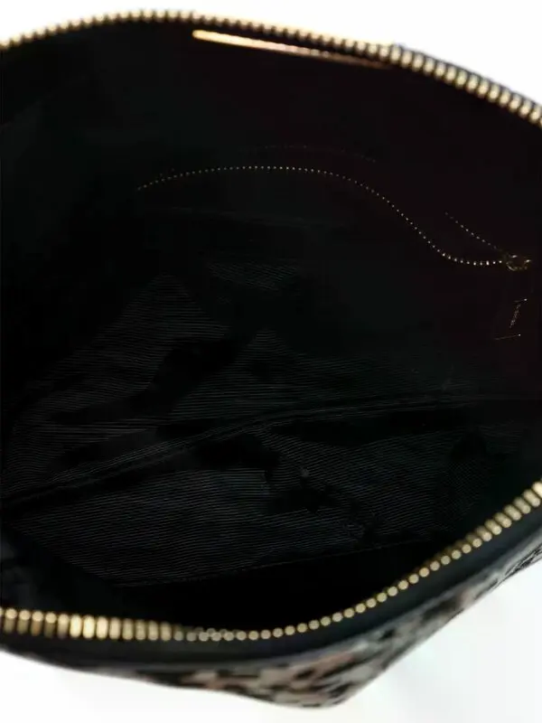 Burberry Leopard Printed Calf Hair Fold Over Clutch With Strap