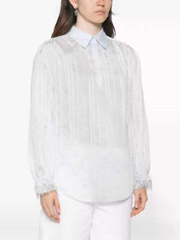 TWINSET Lace-trim Striped Shirt