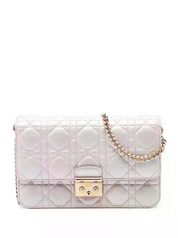 Dior 2014 Metallic Lambskin Cannage Miss Promenade Crossbody Bag - Pink