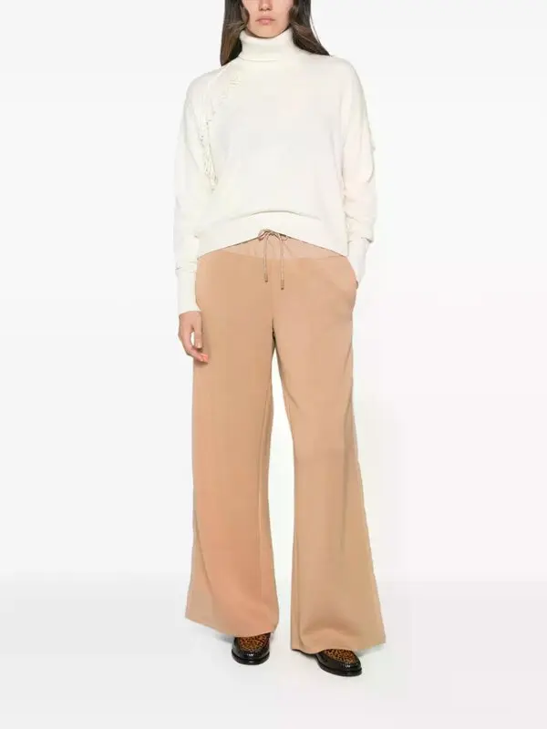 TWINSET Roll Neck Sweater With Fringe Detail - White