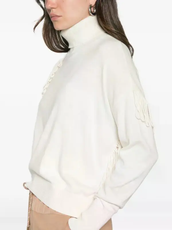 TWINSET Roll Neck Sweater With Fringe Detail