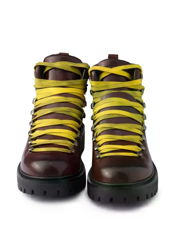 Prada Antiqued Leather Lace-up Ankle Boots