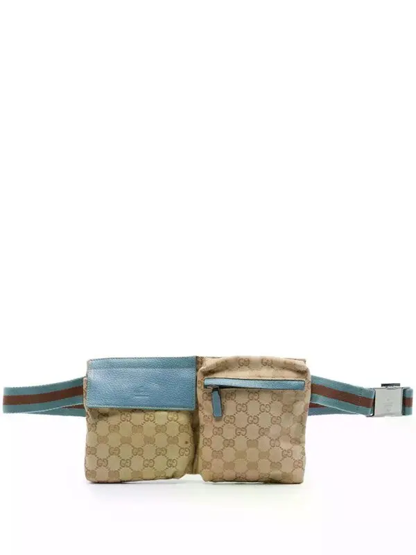 Gucci 2000-2015 Gg Canvas Web Double Pocket Belt Bag - Neutrals