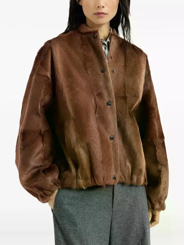 Brunello Cucinelli Cashmere Shearling Bomber Jacket With Monili