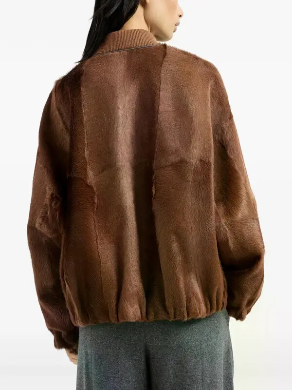 Brunello Cucinelli Cashmere Shearling Bomber Jacket With Monili