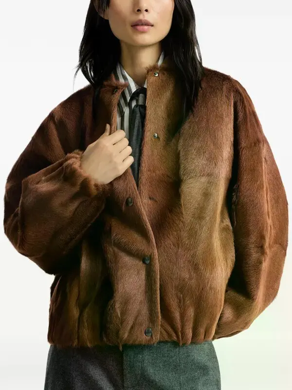 Brunello Cucinelli Cashmere Shearling Bomber Jacket With Monili