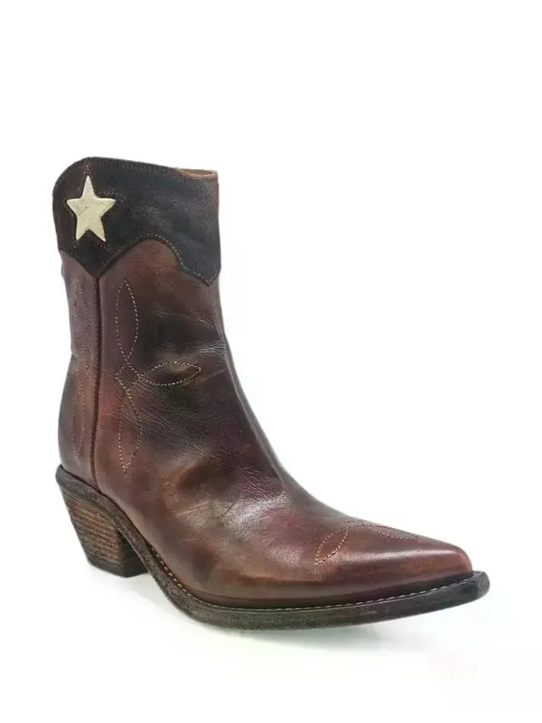 MADISON MAISON Pointy Star-patchwork Leather Ankle Boots