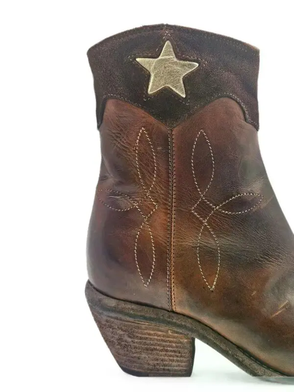 MADISON MAISON Pointy Star-patchwork Leather Ankle Boots