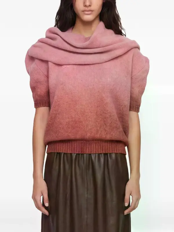 ROWEN ROSE Gradient Draped Neck Sweater