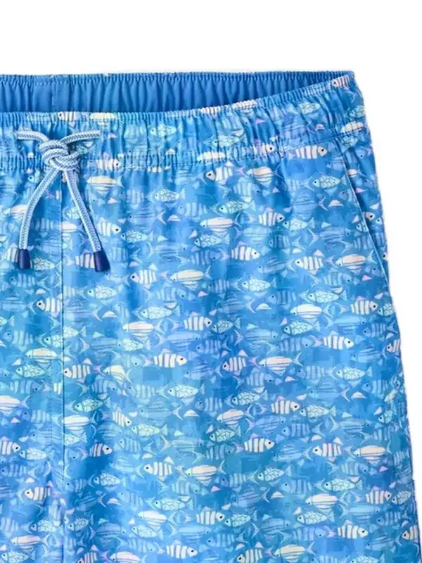 Peter Millar Printed Drawstring Swim Shorts - Blue