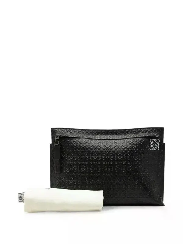 Loewe 2015-2026 Embossed Anagram Leather Repeat T Clutch Bag