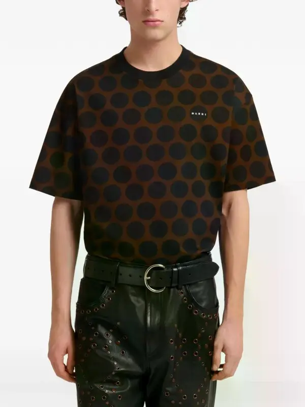 Marni Cotton T-shirt With Polka Rhythm Print