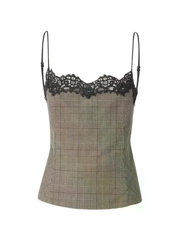 Pinko Lace-trim Prince Of Wales Check Top