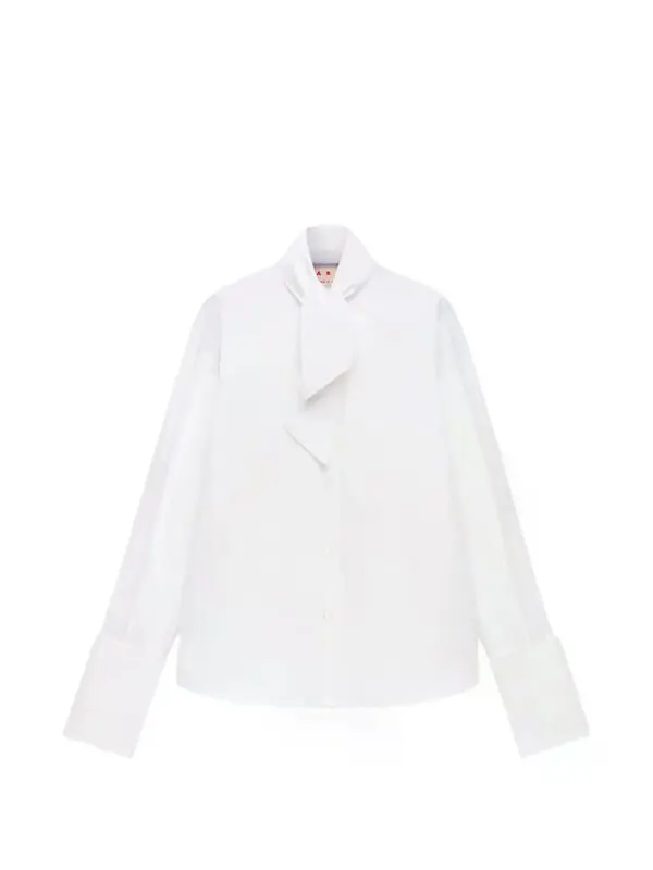 Marni Poplin Shirt With Neck Tie Detail - White