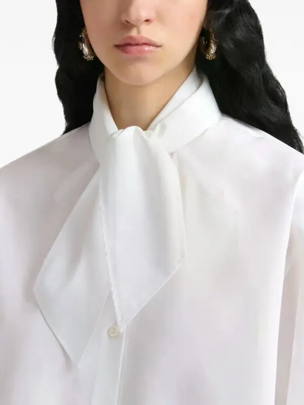 Marni Poplin Shirt With Neck Tie Detail - White