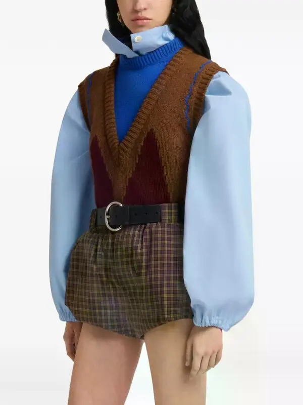 Marni Wool Layered Vest With M Intarsia
