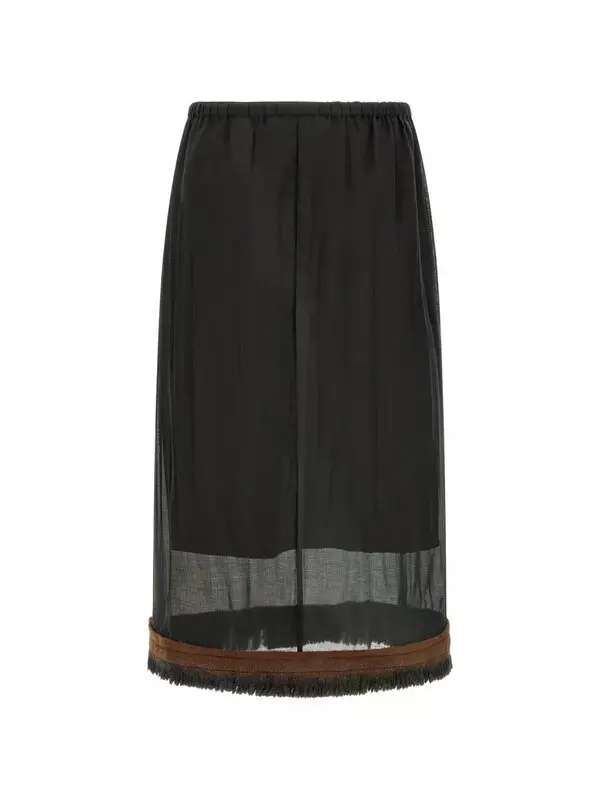 TELA Ophelia Fringed Layered Midi Skirt