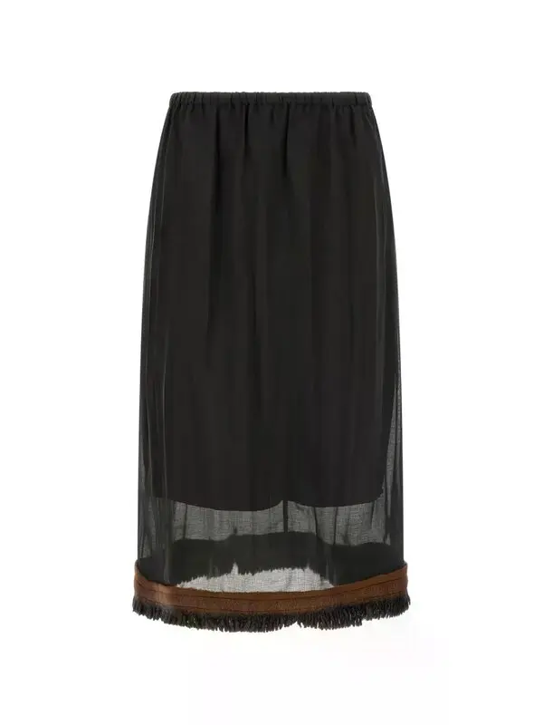 TELA Ophelia Fringed Layered Midi Skirt