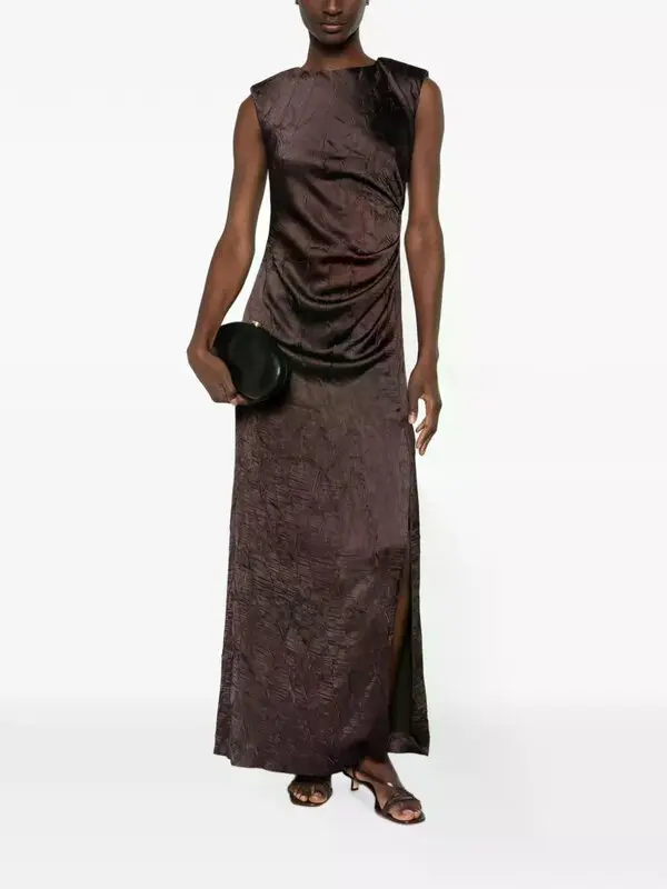 Maje Crinkled-effect Sleeveless Maxi Dress