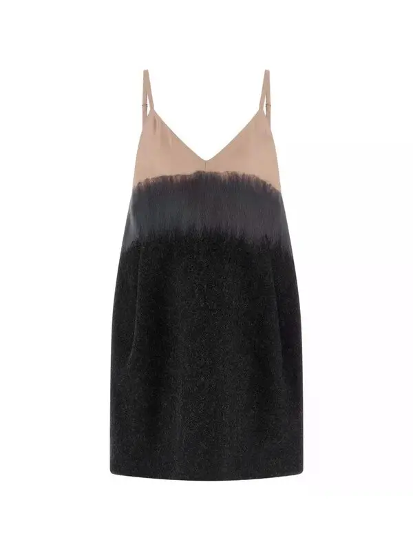 TELA Color-block Brushed-effect Mini Dress