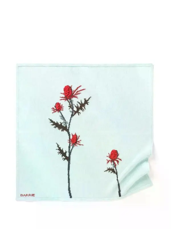 BARRIE Embossed Thistle-motif Scarf - Blue