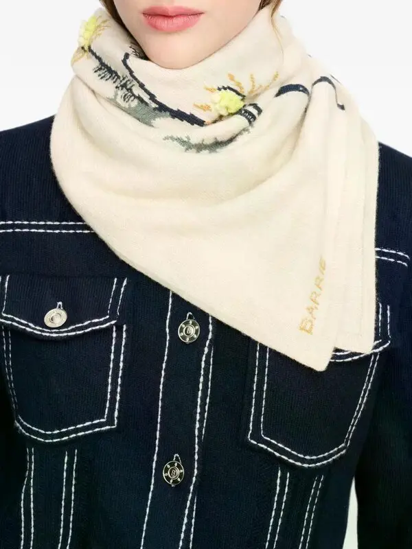 BARRIE Embossed Thistle-motif Scarf