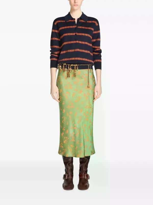 Dries Van Noten Jacquard Midi Skirt